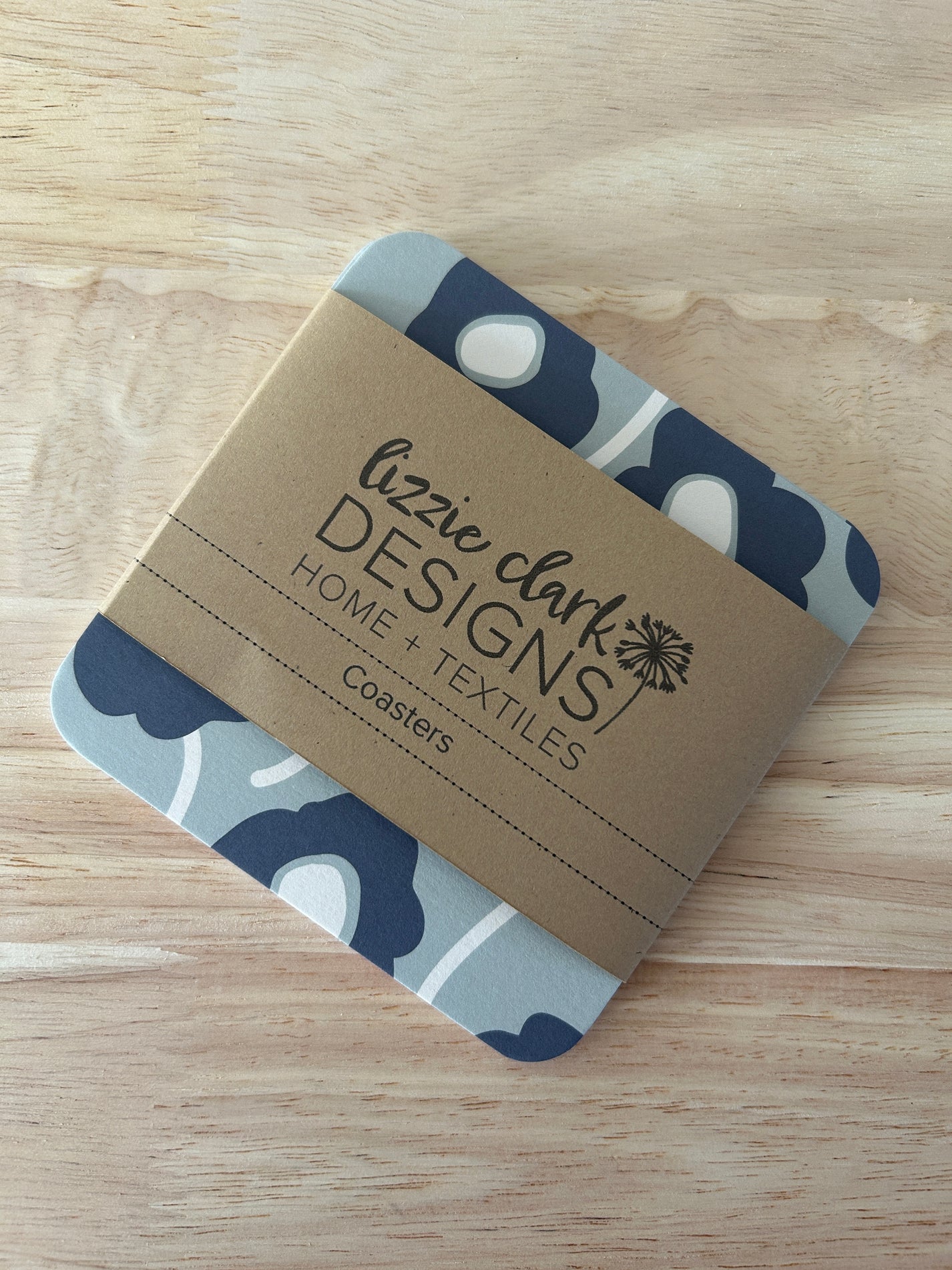 Mod Flower Grey Coasters | Hand-Drawn Eco-Friendly Host Gift Set of 4 ...