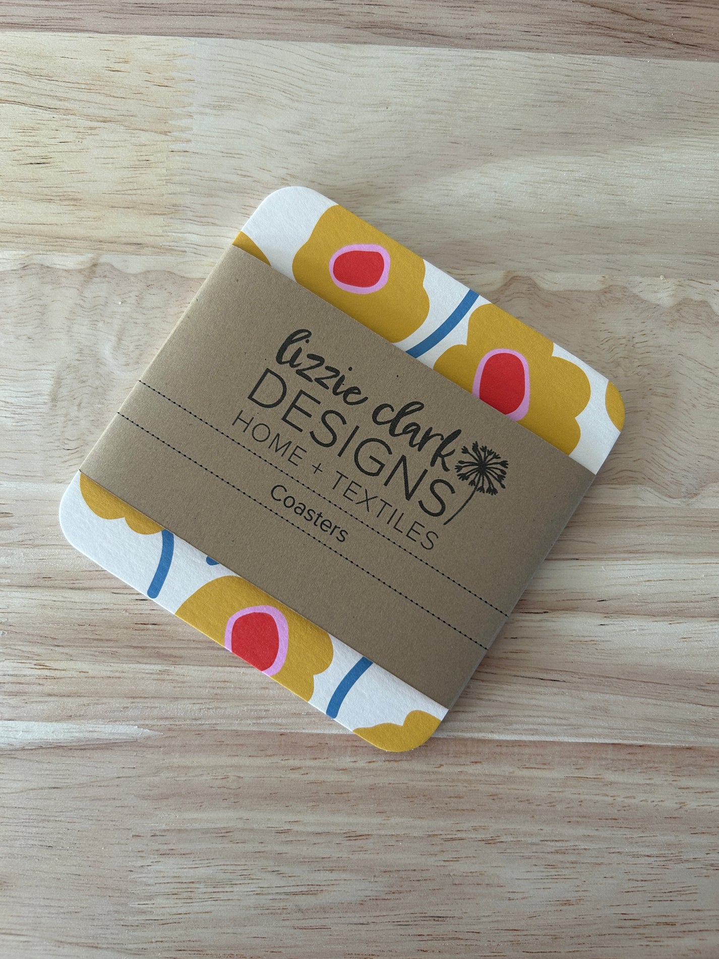 Mod Flower Yellow Coasters | Bright, Eco-Friendly Host Gift Set of 4 ...